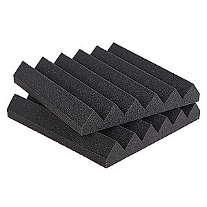2" X 12" X 12" 24 Pack Acoustic Foam Panels, Studio Wedge Tiles Acoustic Foam Sound Absorption Wedges Studio Treatment Wall Panels (Black+Grey)