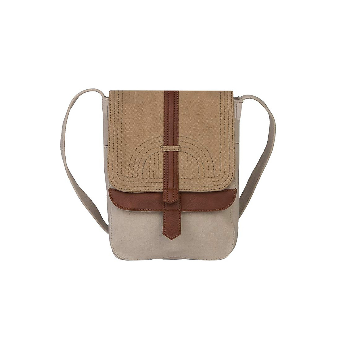 Mona B Canvas Handbag for Women | Zipper Bag | Crossbody Bag | Stylish Vintage Recycled Upcyled Bags Women (Brown-Rowen)