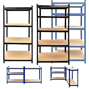5 Tier Heavy Duty Storage Metal Shelve Garage Shelving Units with Durable MDF Board, Adjustable Steel Utility Shelf Storage Rack for Garage Kitchen Office, 1929lbs Load Capacity, 80H x 40W x 20D inch