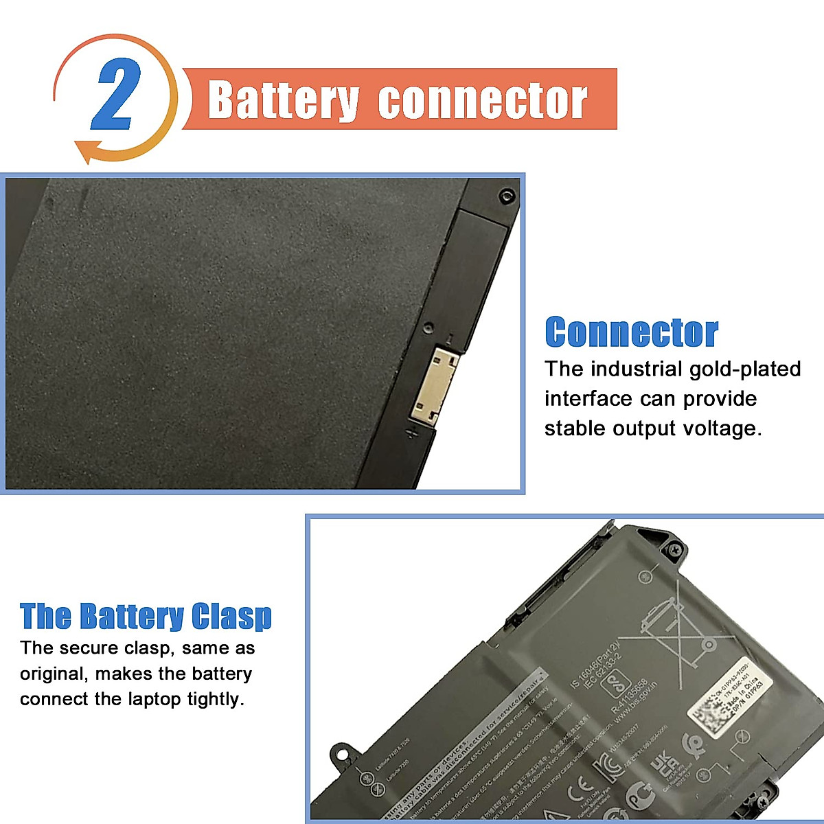 ASODI 7FMXV Laptop Battery Replacement for Dell Latitude 5320 7320 7420 7520 Latitude 5320 2-in-1/7320 2-in-1/7420 2-in-1 P134G001 P135G001 P138G001 4M1JN 1PP63 MHR4G 0TN2GY 9JM71 15.2V 63Wh