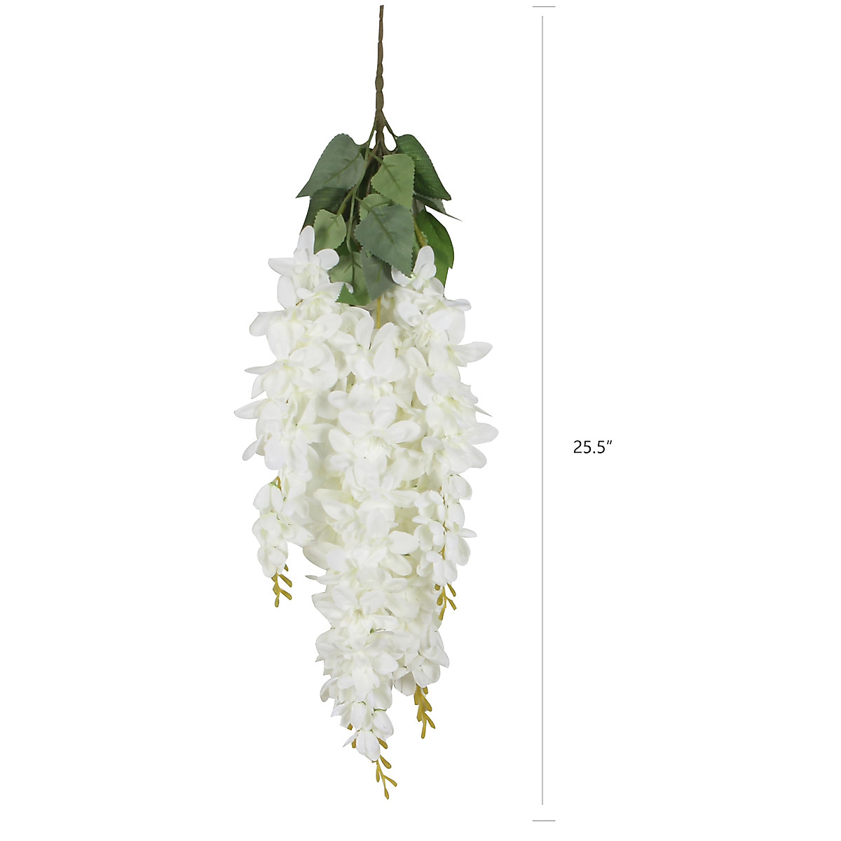 Duovlo Silk Wisteria Flower Artificial 2.13 Feet Hanging Wisteria Vine Fake Flower Bush String Home Party Wedding Decoration,Pack of 4（White）