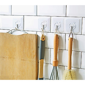 KK5 Wall Hooks 13.2lb(Max) Utility Stainless Steel Hook for Towel Bathrobe Coats Bathroom Kitchen Transparent Heavy Duty Hooks for Hanging & Ceiling Hanger