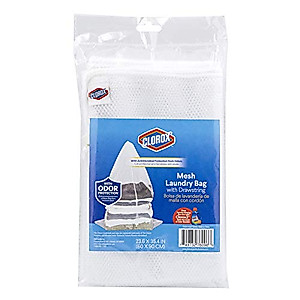 Clorox Laundry Bag with Drawstring – Heavy Duty Mesh Protection from Odors, Portable Reusable Clothing Storage for College Dorm, Apartment and Travel, One Size, White