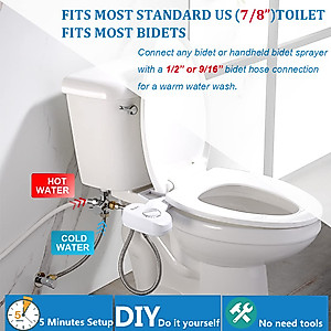 SonTiy Hot and Cold Bidet Mixing Valve Kit, 4-Way Warm Bidet T-adapter Metal T valve for Bidet Valve Adapter with Brass Tee Connector for Bidet Toilet Seat Attachment Handheld Bidet Sprayer