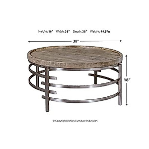 Signature Design by Ashley Zinelli Contemporary Coffee Table with Tray-Style Top and Chrome Base, Gray