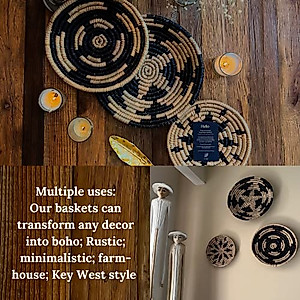 FINECRAFT Wall Basket Decor -Boho Basket for Farmhouse, Living Room, Bedroom-Unique Natural Bohemian Decoration Gift Set of 3 (Pack of 3 Wall baskets)