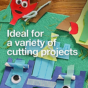 Fiskars Kids Scissors, Left Handed Scissors for Kids, Scissors for school, SoftGrip, 5 Inch, Blue Lightning