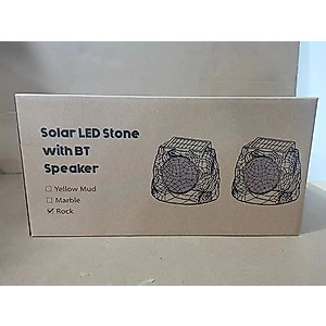 Rock Speakers Outdoor Waterproof Wireless Bluetooth Solar Powered Outdoor Rock Speaker Rechargeable Battery Bluetooth Rock Speakers with 7 Light Colors for Patio Party Pool Garden - 2PC