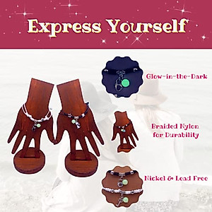 Glow in the Dark Friendship Bracelets with Matching Charm for Kids, Girls, Teens, Couples, and Friends. Gift for Relationships, Family, Birthday or Anniversary (Large Cat)