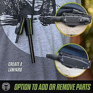 Holtzman's Gorilla Survival 'Fireline' Fixed Blade Hunting Knife with Sheath, Fire Starter Scraper & Paracord (Green)