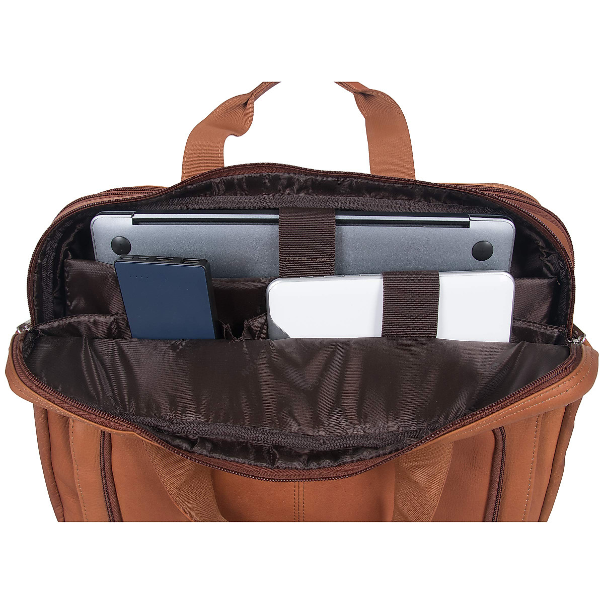 Kenneth Cole Reaction Manhattan Colombian Leather Briefcase Expandable RFID 15.6" Laptop Portfolio Shoulder Bag, Cognac, One Size