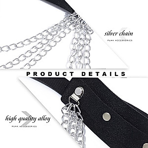 Sinalty Punk Harness Waist Chain Leather Belt Chains Black Layered Body Chain Party Body Jewelry Accessories for Women and Girls (1)