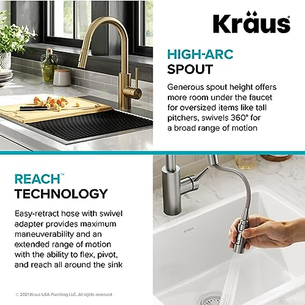 KRAUS Oletto Pull-Down Single Handle Kitchen Faucet with QuickDock Top Mount Installation Assembly in Spot Free Antique Champagne Bronze, 15 1/8 Inch, KPF-2620SFACB