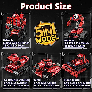 Suplanet STEM Robot Toys for Kids Ages 8-14, 5-in-1 Remote Control and APP Programmable Robot Toys - 495 Pcs DIY Building Science Educational Kit, Building Block Birthday Gift for Teen Boys Girls