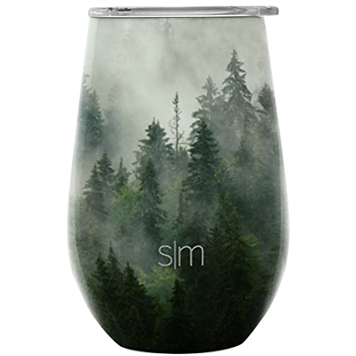 Simple Modern Wine Tumbler with Press-In Lid | Vacuum Insulated 12oz Stemless Glass Cup or Coffee Mug with Lid | Spirit Collection | Mystical Forest