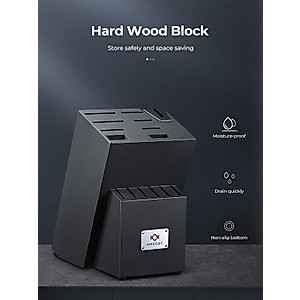 AMEGAT 15-Piece Knife Set with Built-in Sharpener and Carving Fork, Ultra Sharp Knife Block Set with Full Tang Design & Wooden Handle, High Carbon Stainless Steel Knife Sets for Kitchen with Block