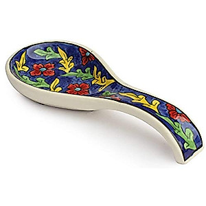 ABHANDICRAFTS - Ceramic Spoon Rest Utensil Rest Made With Ceramic Kitchen Tool Cooking Utensil Holder with Handle Colorful Kitchen Ceramic Spoon Rest.