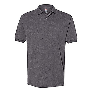 Hanes Men's Cotton-Blend EcoSmart Jersey Polo Charcoal Heather