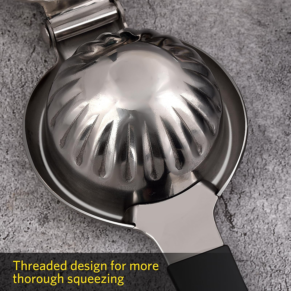 Lemon Squeezer, Sopito Stainless Steel Citrus Press Juicer Heavy Duty with Large Metal Squeezer Bowl for Seedless Juicing, Non-Slip Grip Design Manual Juicer