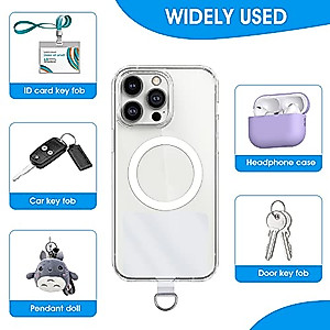 Cobee Universal Phone Tether Tabs, 4 Pcs 2.28" x 1.5" D-Buckle Phone Lanyard Replacement Part PVC Transparent Phone Lanyard Patches for Safety Drop Protection Compatible with Most Smartphones