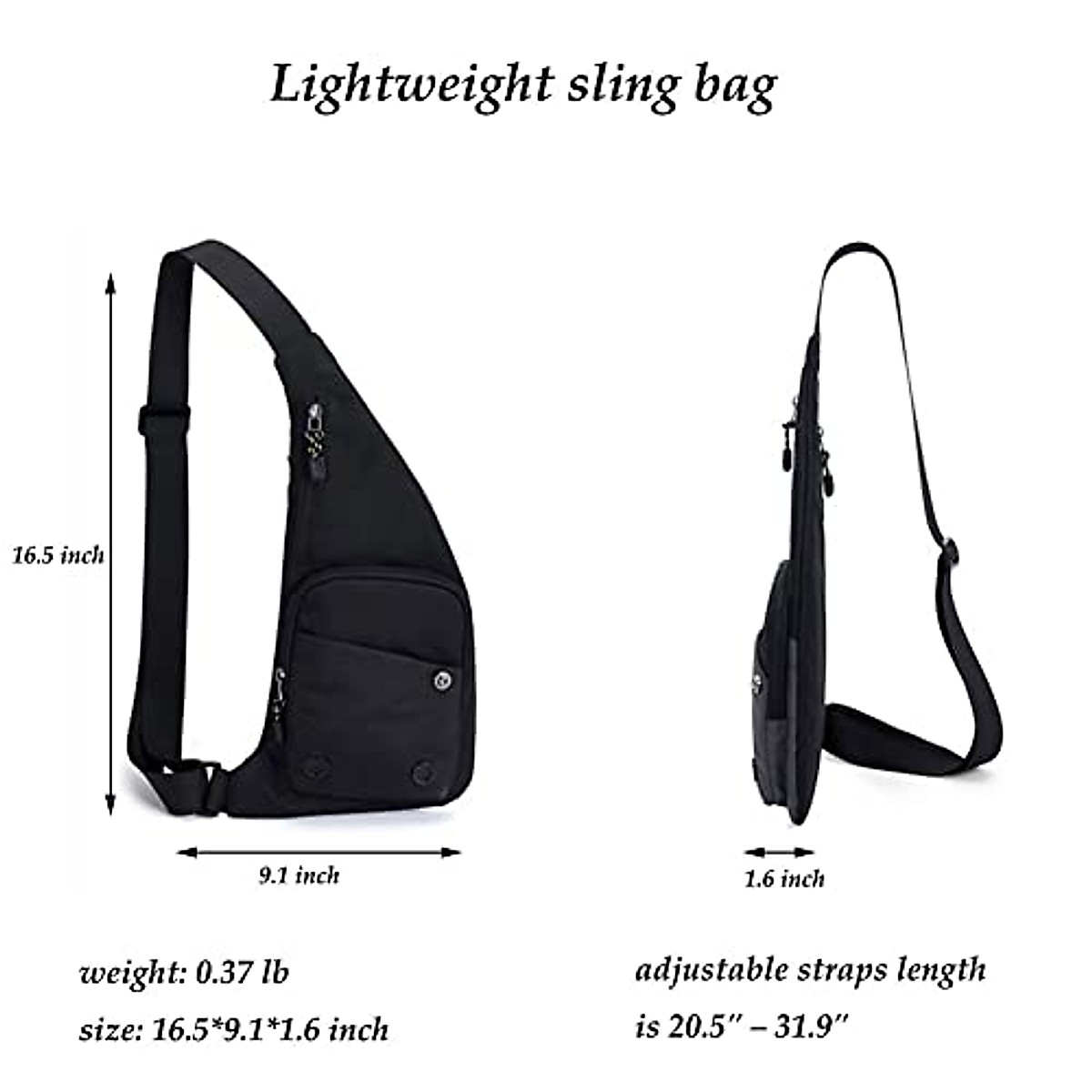 Sling Bag Fashion Crossbody Personal Pocket Bag Sport Chest Backpack Anti-Thief Slim Shoulder Bag Casual Daypack for Men Women Travel Outdoor. (Black)