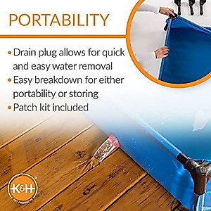 K&H Pet Products Pet Pool and Canopy, Collapsible Dog Swimming Pool, Outdoor Portable Bath Tub, Medium 25 x 32, Gray