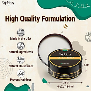 Xotics by Curtis Smith – Sweet Jamila Hair & Body Shea Glaze 4oz - Organic 360 Wave Pomade for Men Women Strong Hold, Natural Wave Grease Shea Butter Cream, Hair & Body Moisturizer