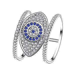 Uloveido Silver Tone Evil Eye Ring - Art Deco Rings Jewelry - Fashion Jewelry Birthday Day Gifts Size 9 Y325-9