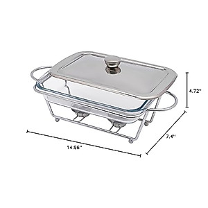 Chafing Dish Buffet Set Warming Tray with Lid Stainless Steel Buffet Server and Oven Safe Glass Warming Tray for Parties Buffets