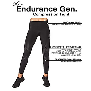 CW-X Women's Endurance Generator Joint and Muscle Support Compression Tight, High Performance Leggings for Running and Weight Lifting, Jet Black, X-Small