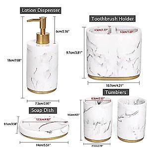 Set of 2, Bathroom Accessories Set，Marble Look Bathroom Sets for Counter Top Restroom Apartment Decor Stuff, Imitated Resin Kits, Gift for Women and Men