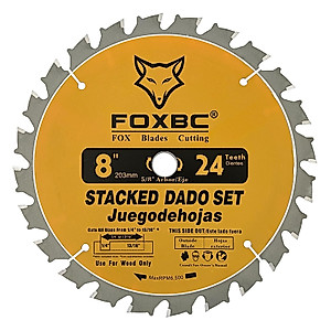 FOXBC 8" Carbide Stacking Dado Blade Set for SawStop, Jet, Dewalt, Bosch Saw - 14 Pieces