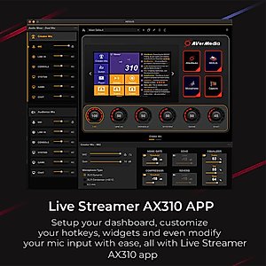 AVerMedia Live Streamer AX310 - Creator Control Center, 6 Track Audio Mixer with IPS Touch Panel, Trigger Actions on OBS, Streamlabs, Spotify, VTube, Twitch, ​YouTube, and more