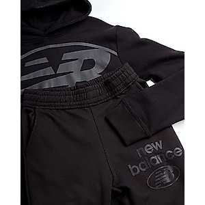 New Balance Boys' Sweatsuit Set - 2 Piece Fleece Pullover Hoodie Sweatshirt and Sweatpants (2T-20), Size 8, Black