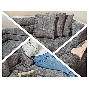 AMERLIFE Loveseat Sofa, 2 Seater Couch- Deep Seat Sofa Couch, Comfy Sofa for Living Room- Grey Couch