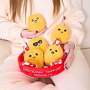 Emotional Support Chicken Nuggets by Relatable, Cuddly Easter Stuffed Animals and Toys, Squishy Toys and Plushies, Great Easter Basket Stuffers for Teens, Includes 5 Plushies with Carrying Basket