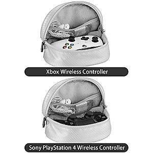 Geekria Controllers Carrying Pouch Travel Bag, Compatible with Google Stadia, Sony PlayStation 5, Dual Sense Edge, PS5 / PS4, Switch Pro Series x, Xbox Wireless, Portable Protector Case (Silver)