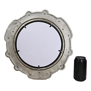 Ebros Gift Polished Aluminum Nautical Marine Round Ship Porthole Folding Wall Mirror Decor 14.5" Diameter Ocean Sailor Sea Exploration and Travel Accent