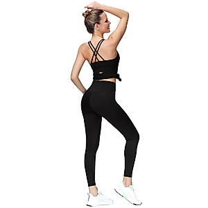 MotoRun Workout Tank Tops Activewear Built in Bra Strappy Yoga Tops Athletic Open Back Shirts Activewear for Women Black X-Large