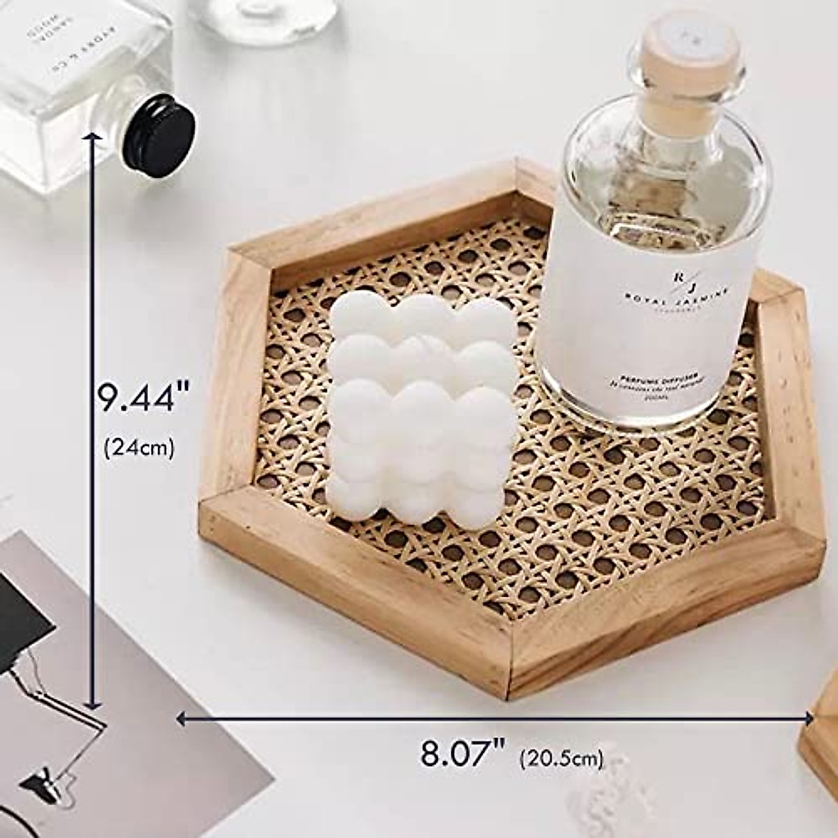 Hexagon Premium Rattan hometray, Serving Tray, Rattan Food Tray, Handmade Rattan Tray, Coffee Tray, Tray Hexagonal, Accessory Trays, Jewelry Tray, Decorate Tray (Wood)