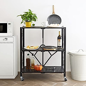 Urban Shop 3 Shelf Metal Storage Cart, Black