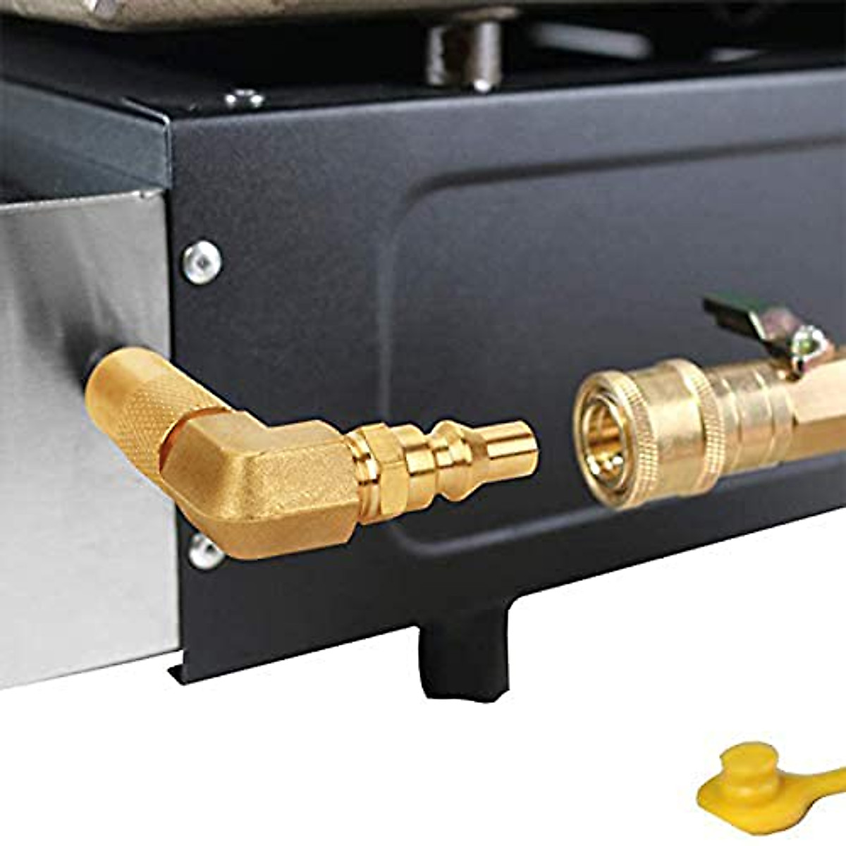 Joywayus Low Pressure 1/4 inch RV Quick Connect Adapter Conversion Fitting, 90 Degree Elbow Adapter for Blackstone Tabletop Grill, Compatible with Blackstone 17 Inch and 22 Inch Propane Gas Griddle