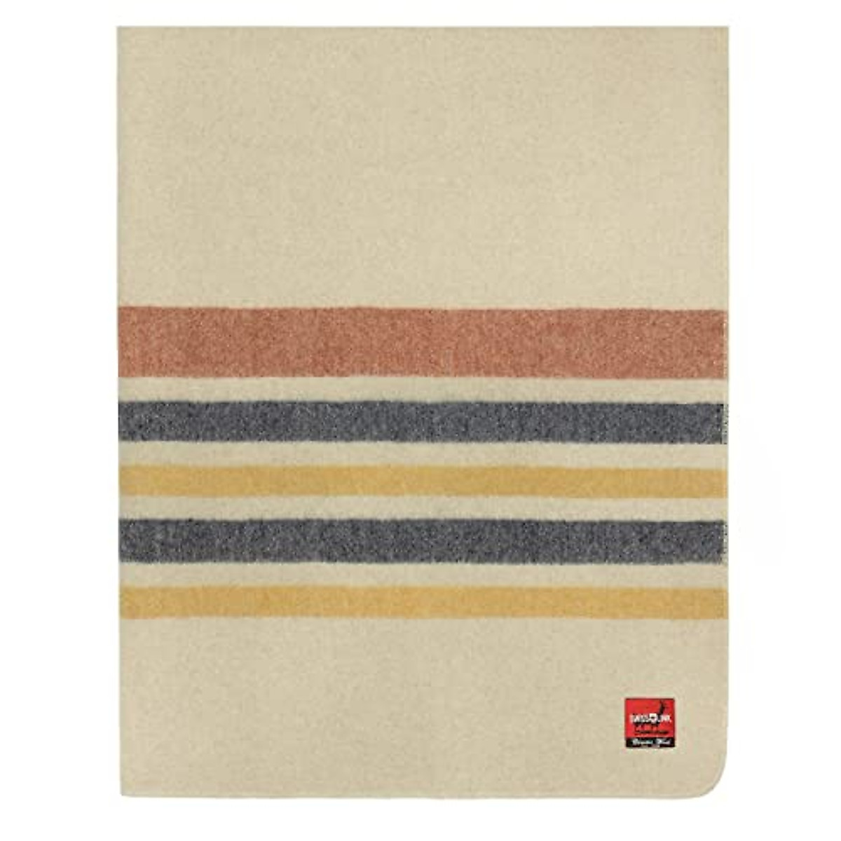 swiss link Military Surplus Classic 87 x 60 Inch Insulating Indoor Outdoor Stain, Flame, and Water Wicking Washable Striped Wool Blanket, Bay Point,Multicolor