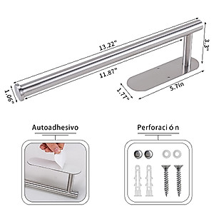 Foyou Paper Towel Holder Under Cabinett Countertop Wall Mount for Kitchen Bathroom Pantry Sink Countertop Counter,SUS304 Stainless Steel PaperTowel Rack Self Adhesive or Drilling,Silvery
