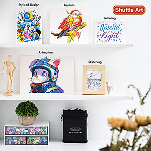 Shuttle Art Alcohol Markers Brush Tip, Dual Tip Brush & Chisel Tip Art Marker Set, 50 Colors plus 1 Blender Permanent Marker Pens with Case Perfect for Illustration Students Adults Coloring
