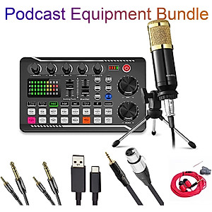 Podcast Equipment Bundle, SINWE Condenser Microphone with Tripod Stand and Professional Audio Mixer for Studio Recording Vocals, Voice Overs, Streaming Broadcast and YouTube Videos
