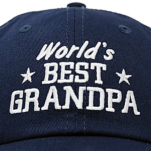 DALIX Worlds Best Grandpa Dad Hat Grandfather Gift Cotton Cap in Navy Blue