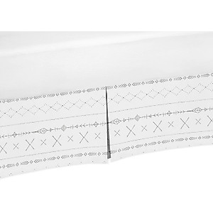 Sweet Jojo Designs Grey and White Boho Tribal Herringbone Arrow Unisex Boy or Girl Pleated Baby Nursery Crib Bed Skirt Dust Ruffle for Gray Woodland Forest Friends Collection