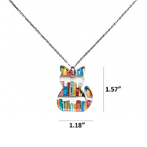 Cat Book Necklace Book Themed Cat Nekclace for Women Cat and Book Lover Gifts