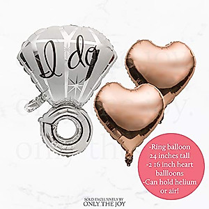 Only the Joy. Bachelorette Party Decorations Kit - Rose Gold Bridal Shower Decor - XL Bride Balloon Letters, Diamond Ring Balloon, Bride Sash, Foil Curtain, Peach and Confetti Balloons + More Supplies